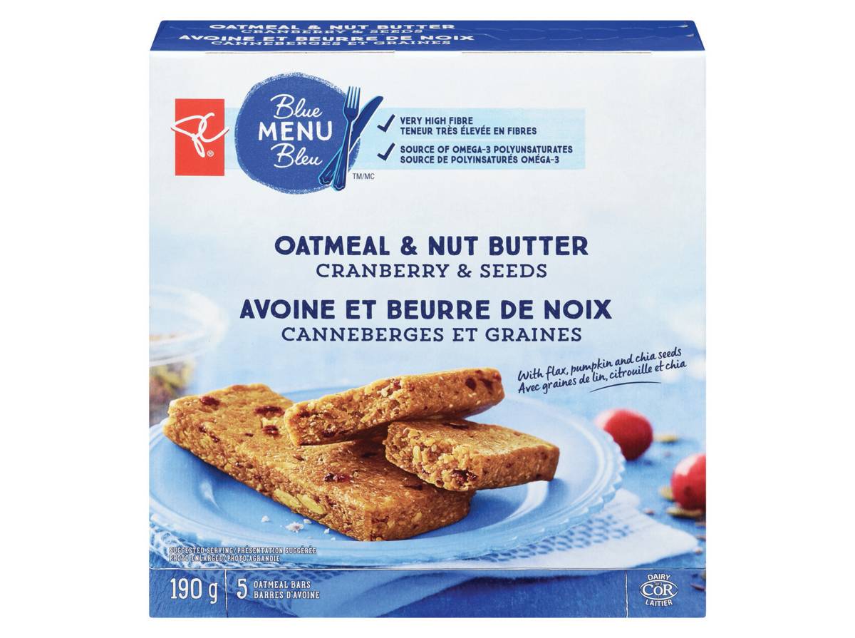 MENU BLEU Barres d'avoine – Avoine et beurre de noix – Canneberges et ...