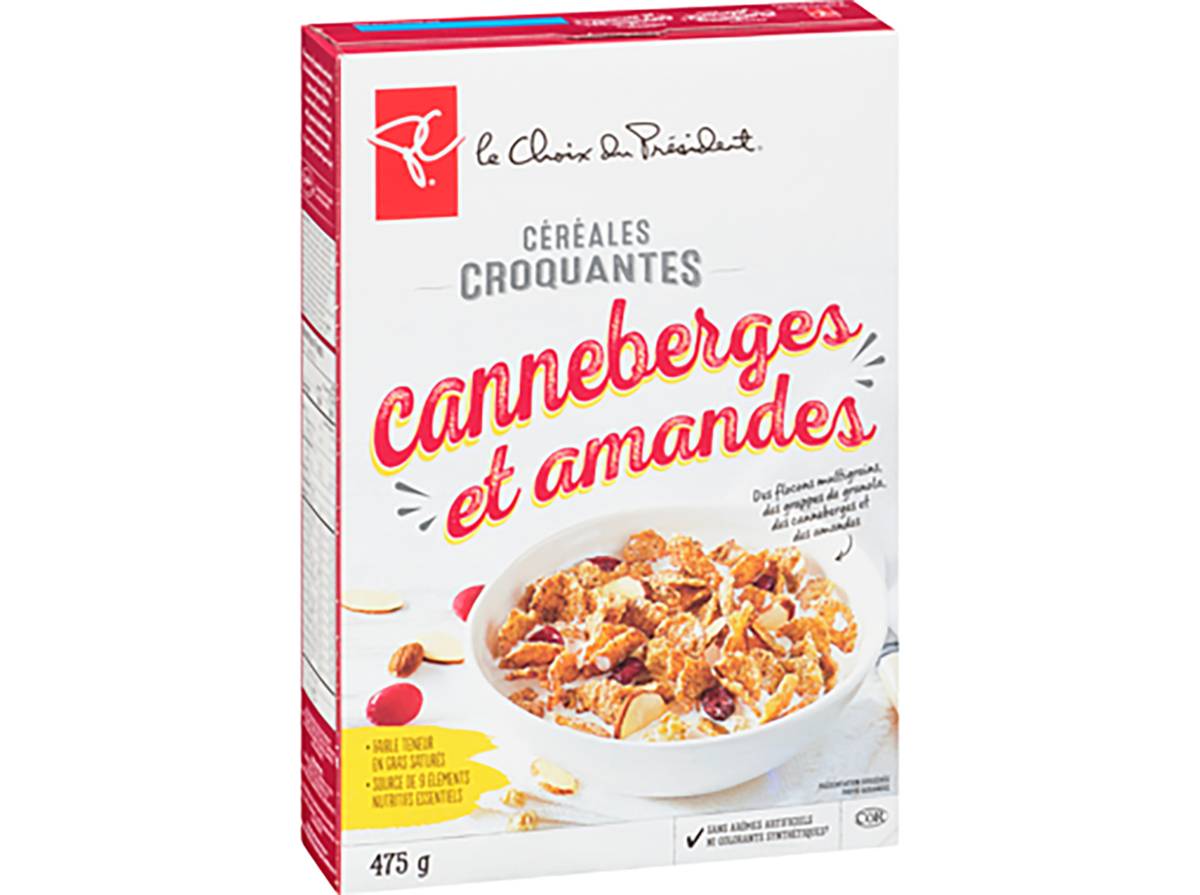 LE CHOIX DU PRÉSIDENT Céréales croquantes – Canneberges et amandes ...