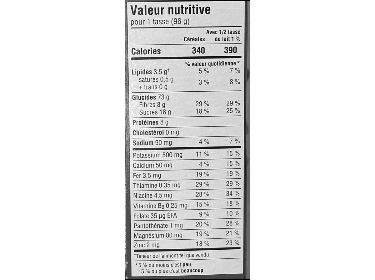 LE CHOIX DU PRÉSIDENT Menu bleu Muesli original | Protégez-Vous.ca